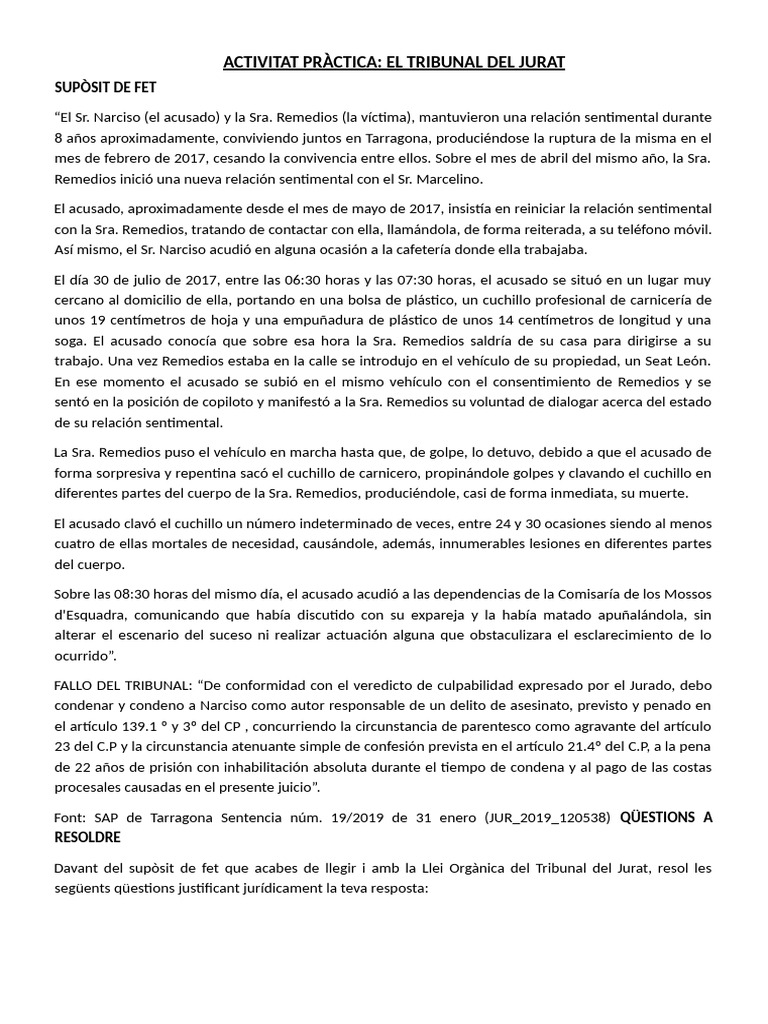 Activitat Pràctica El Jurat | PDF