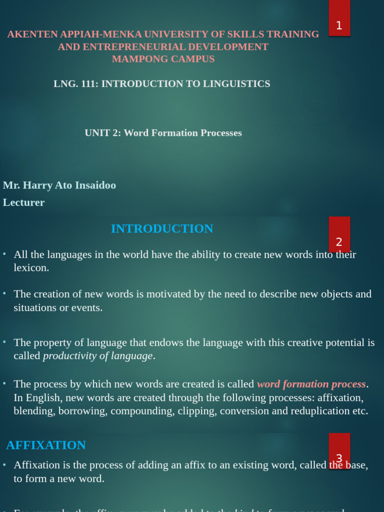 Word Formation Processes | PDF | Word | Part Of Speech