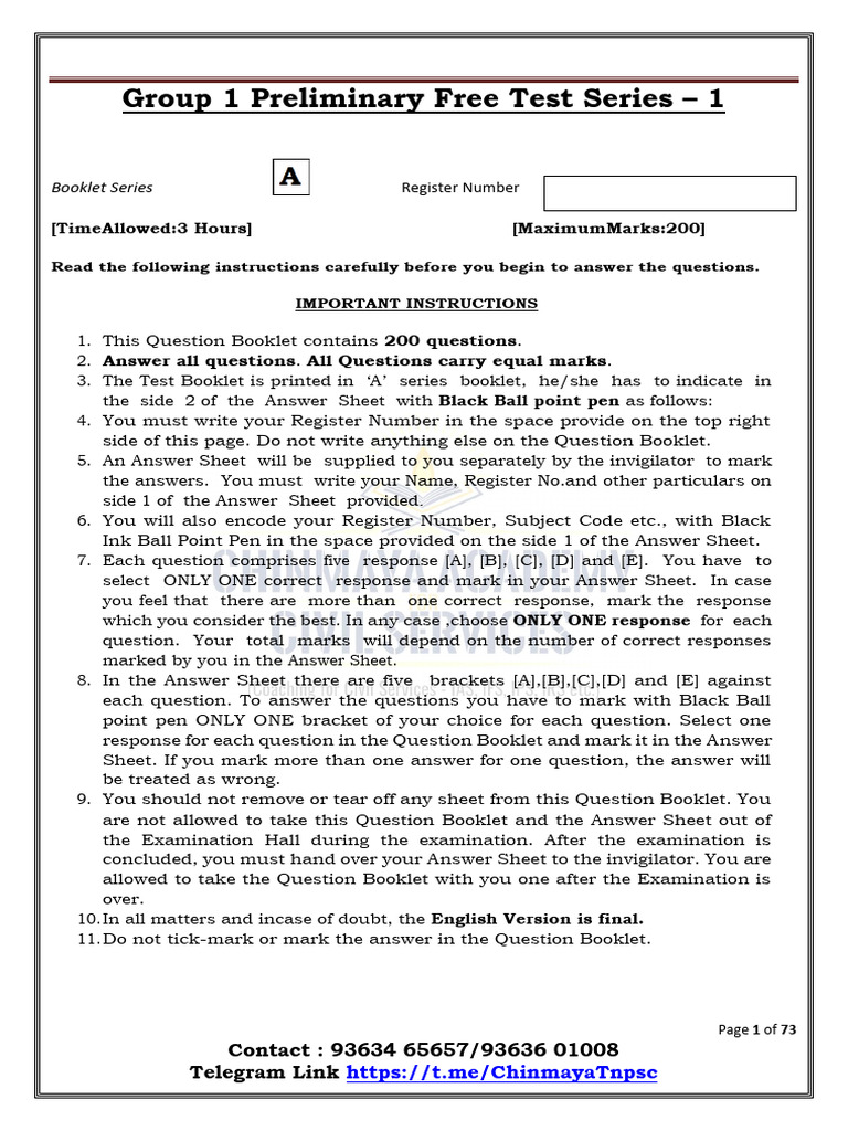 ChinmayaAcademy G1 Mock1 Ans | PDF