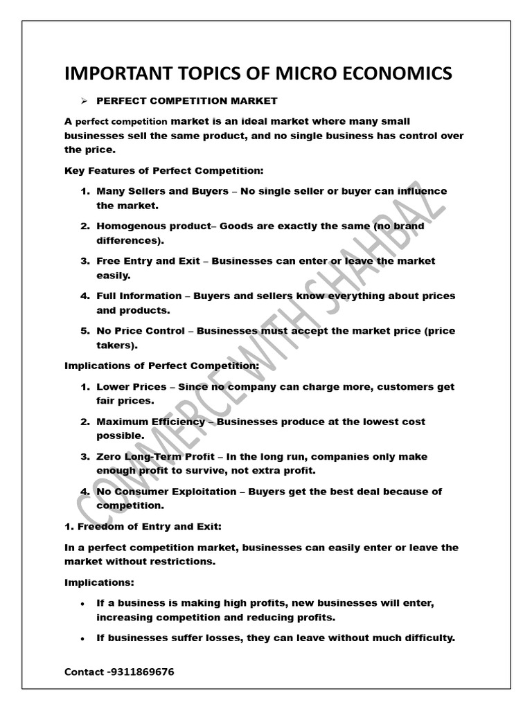Important Topics of Micro Economics | PDF | Demand | Economic Surplus