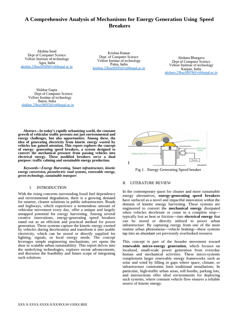 Format 2 - Energy Generating Speed Breakers | PDF | Electric Generator ...