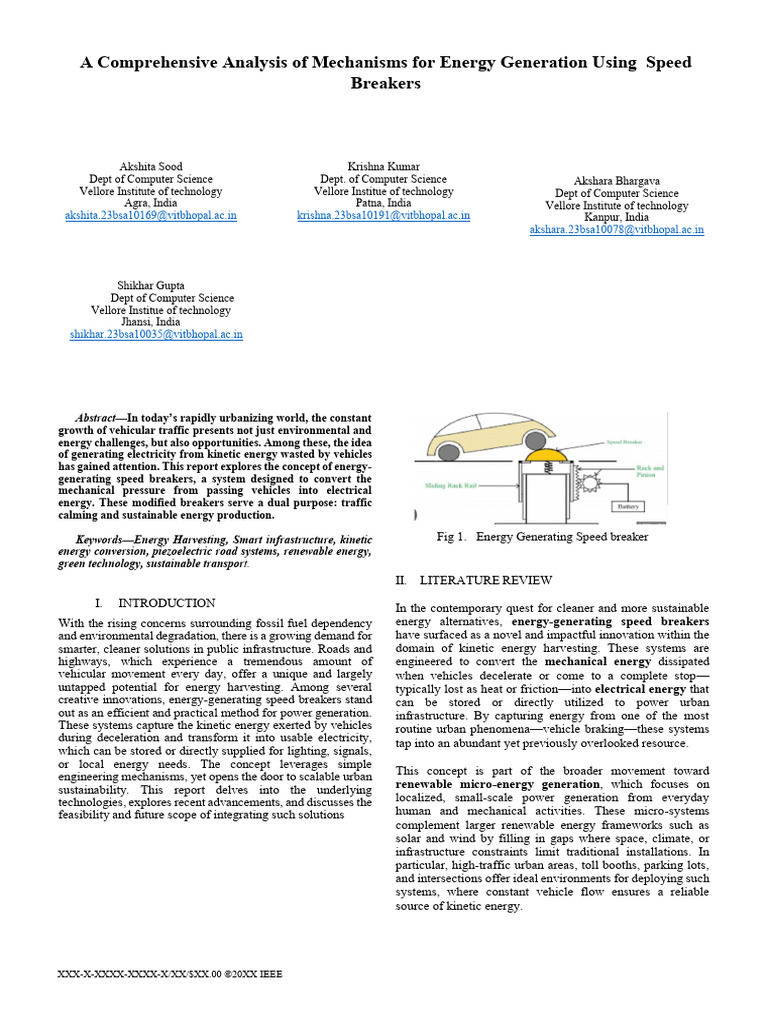 Format 2 - Energy Generating Speed Breakers | PDF | Electric Generator ...