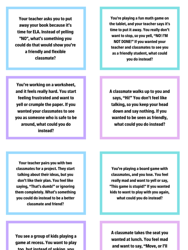 Social Skills Scenario Cards | PDF