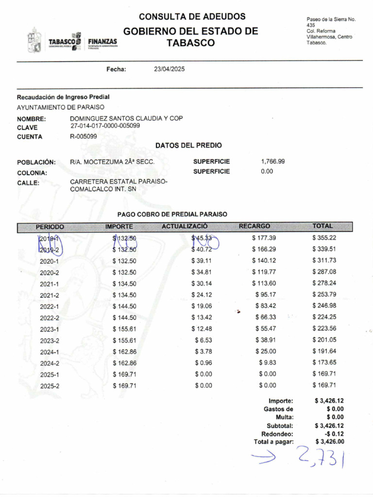 Adeudos Predial | PDF