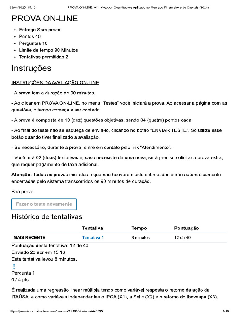 Prova 01 | PDF