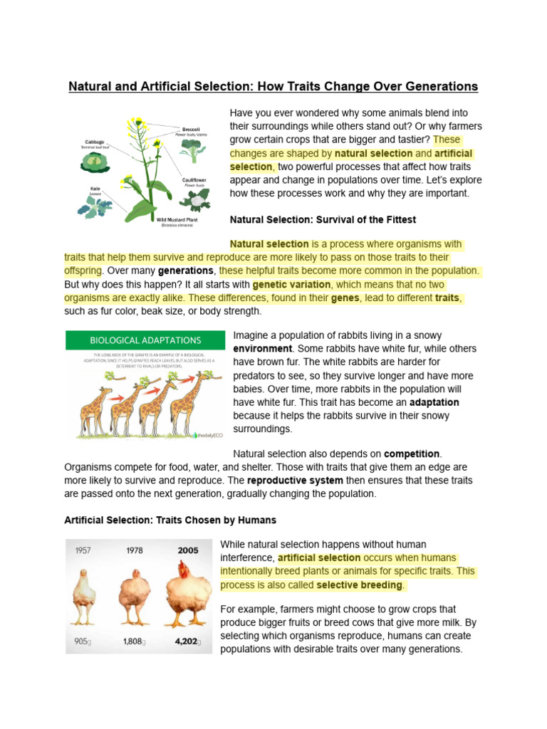 Article - Natural and Artificial Selection: How Traits Change Over ...