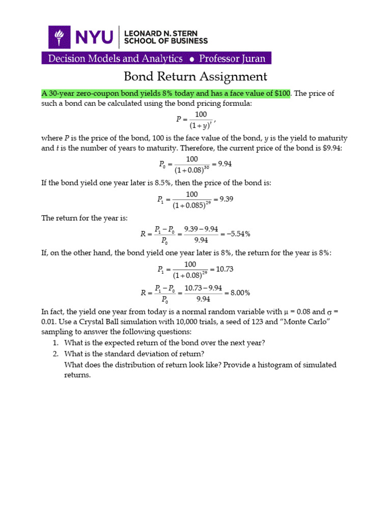 Bond Return Calculation and Simulation | PDF