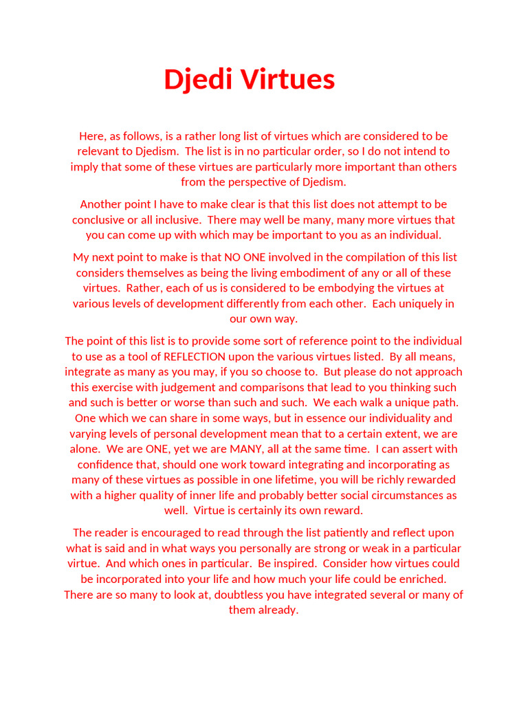 Djedi Virtues | PDF | Love | Courage