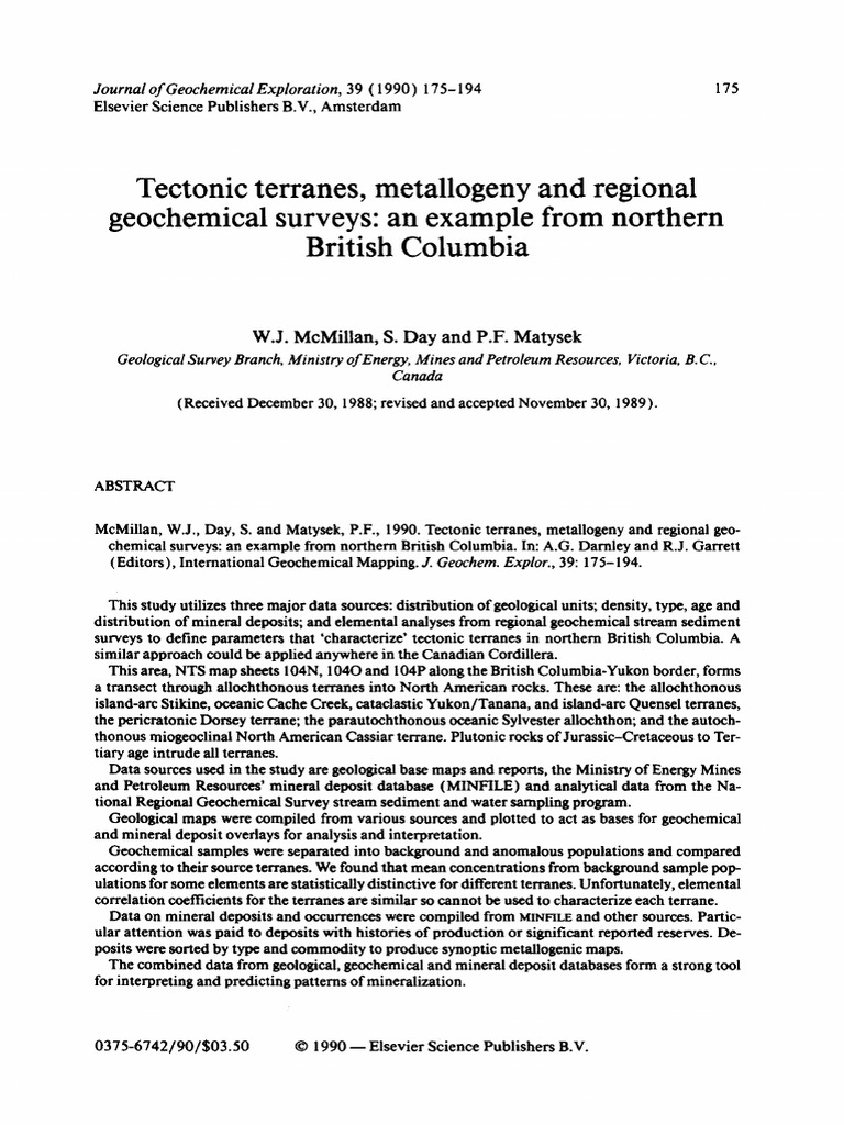 McMillan Tectonic Terranes JGE39 p175-194 | PDF | Geology | Earth Sciences