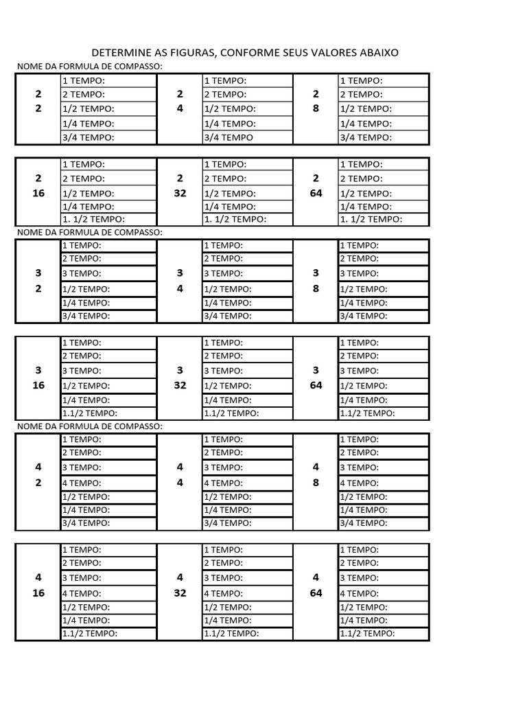 exercicio de formula de compasso 1 eliude | PDF | Elementos da música | Poética