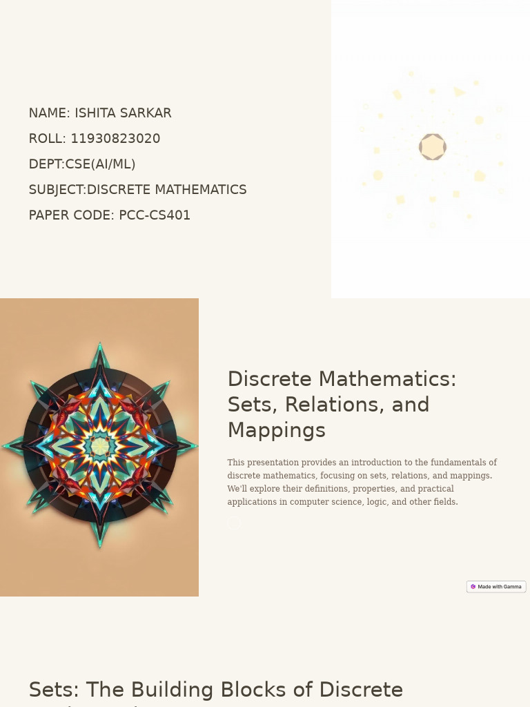 Discrete Mathematics Sets Relations and Mappings | PDF | Function (Mathematics) | Set (Mathematics)