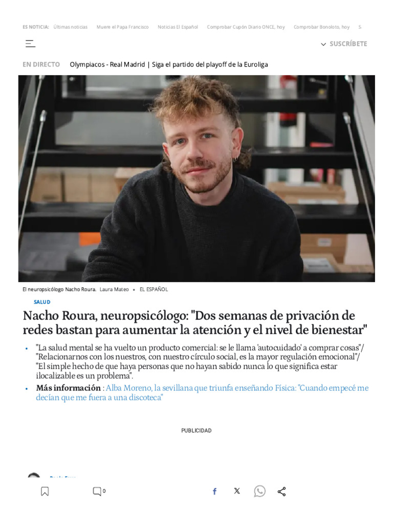 Nacho Roura, neuropsicólogo_ _Dos semanas de privación de redes bastan ...