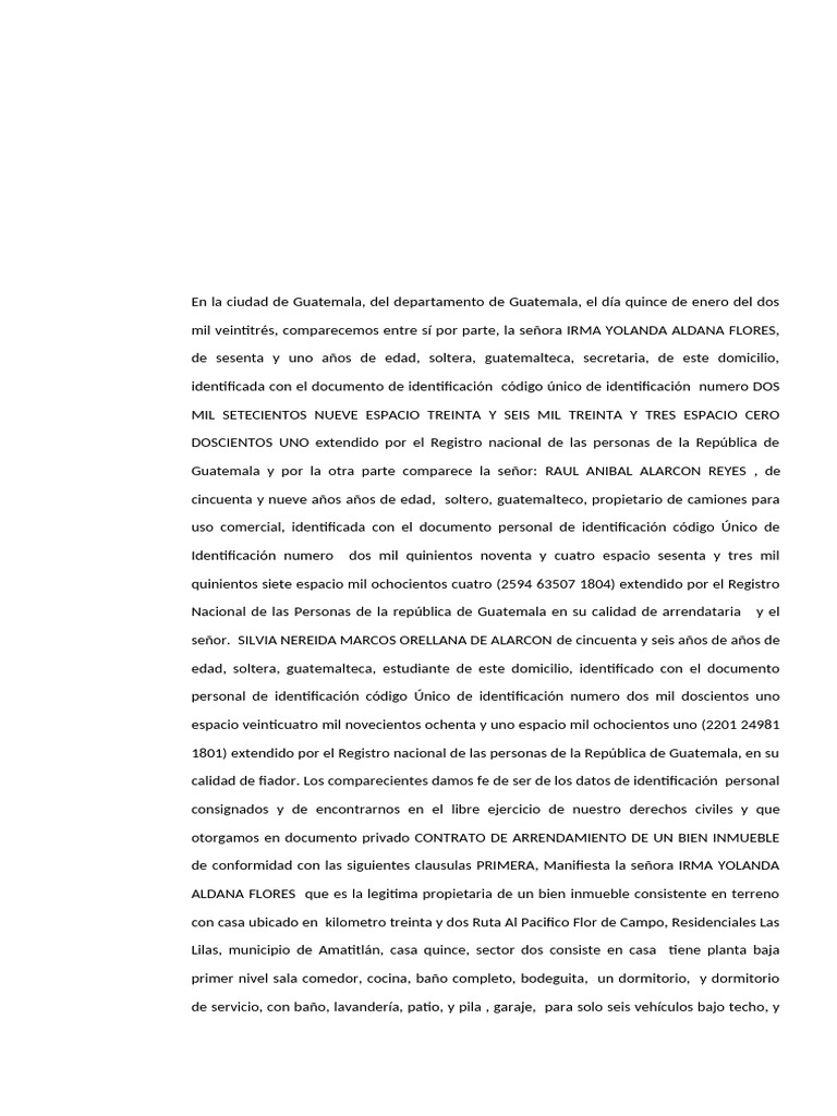 Contrato Tia Irma | PDF | Guatemala