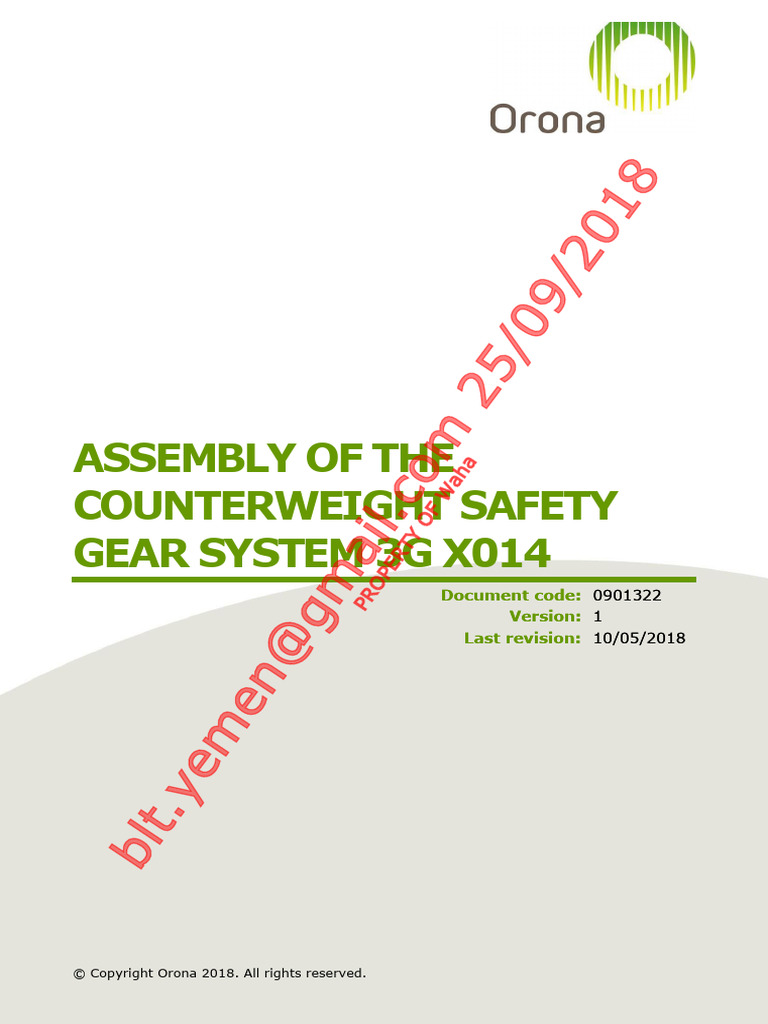 Assembly of The Counterweight Safty Gear System | PDF | Equipment ...