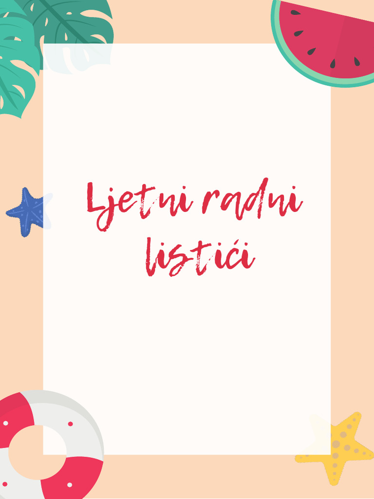 Ljetni Radni Listici | PDF