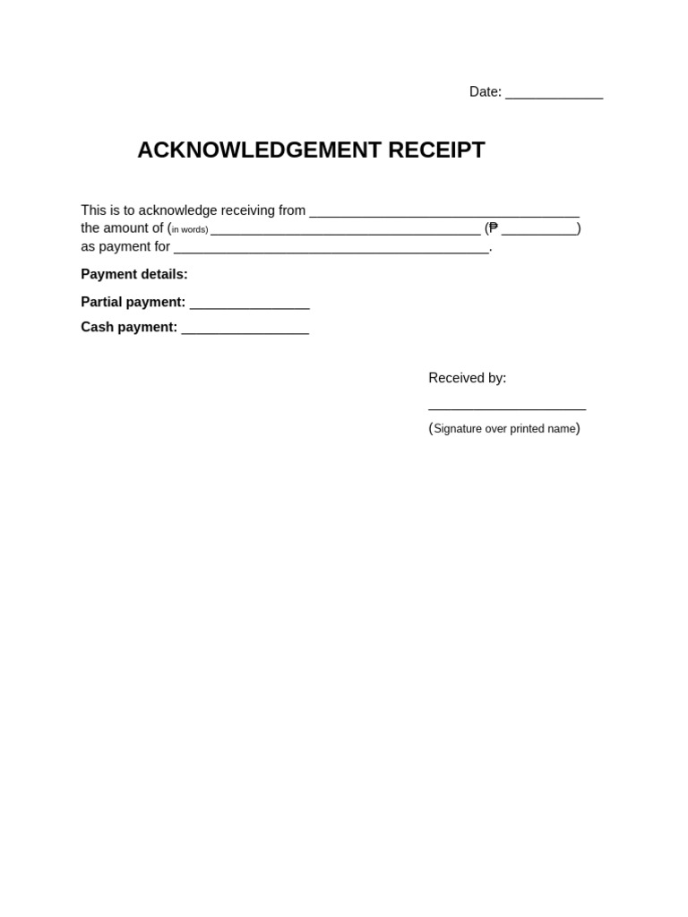 Acknowledgment Receipt Template | PDF