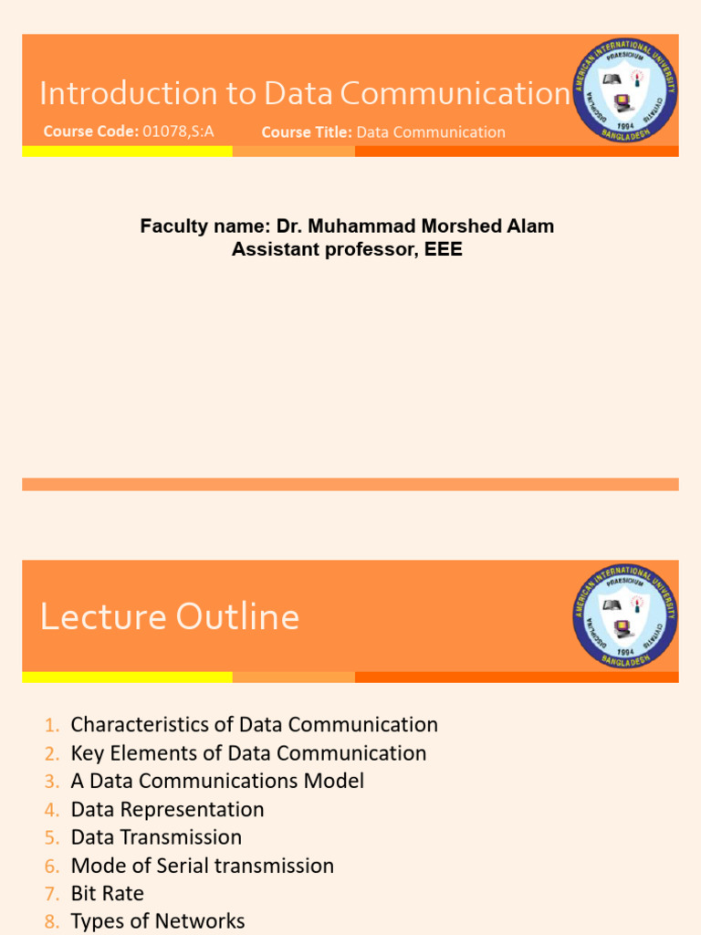 Data Communication Lecture 1 | PDF | Ascii | Bit