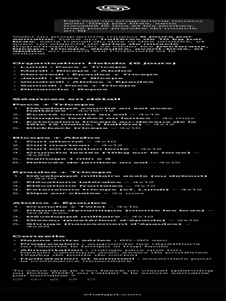 Programme muscu prise de muscle | PDF