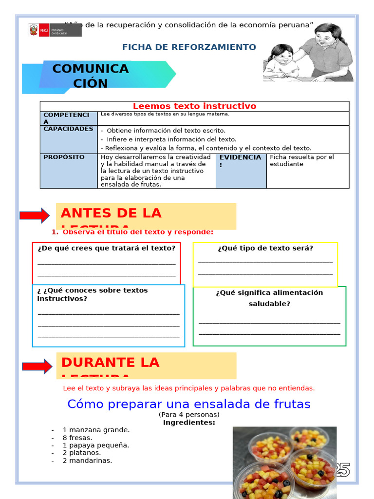 F.ref. Comu Texto Instructivo Ensalada de Fruta | PDF | Fruta | ensalada