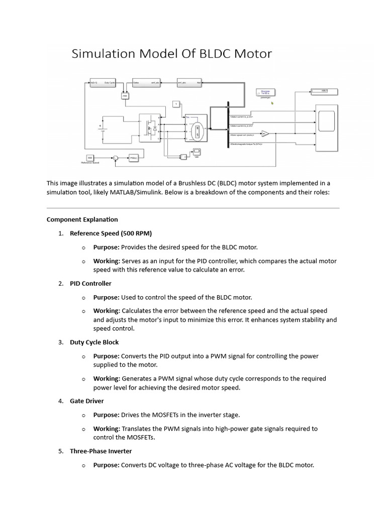 Simulation Model of A Brushless DC | PDF | Electric Motor | Control Theory