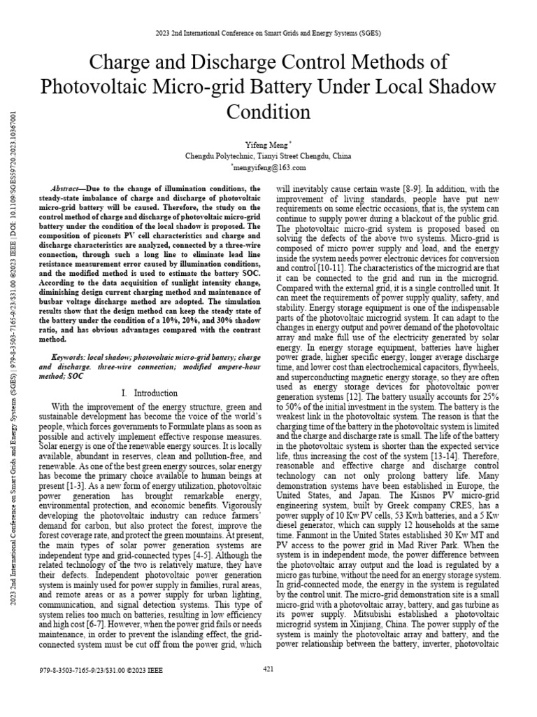 Photovoltaic Battery Control in Shadows | PDF | Power Inverter ...