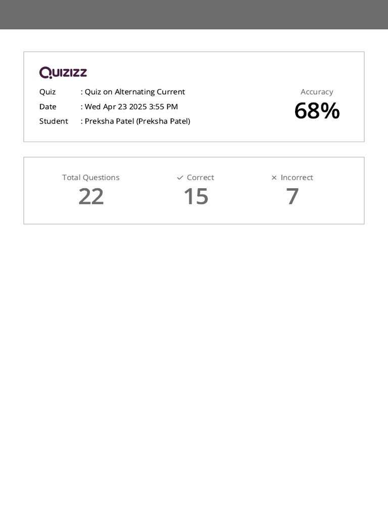 Quiz On Alternating Current Preksha Patel Summary | PDF | Electrical ...