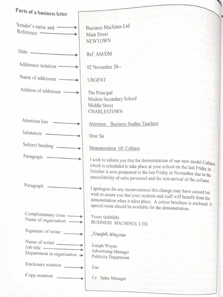 Parts of A Business Letter | PDF