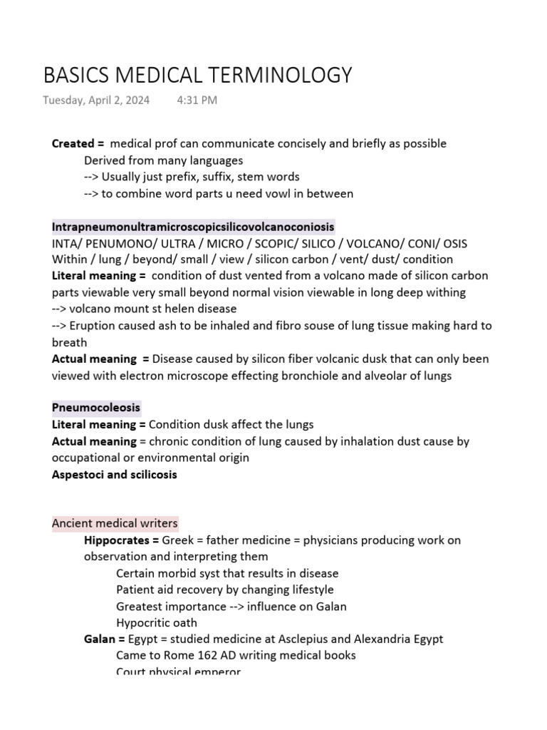 Basics of Medical Terminology | PDF | Noun | Adjective
