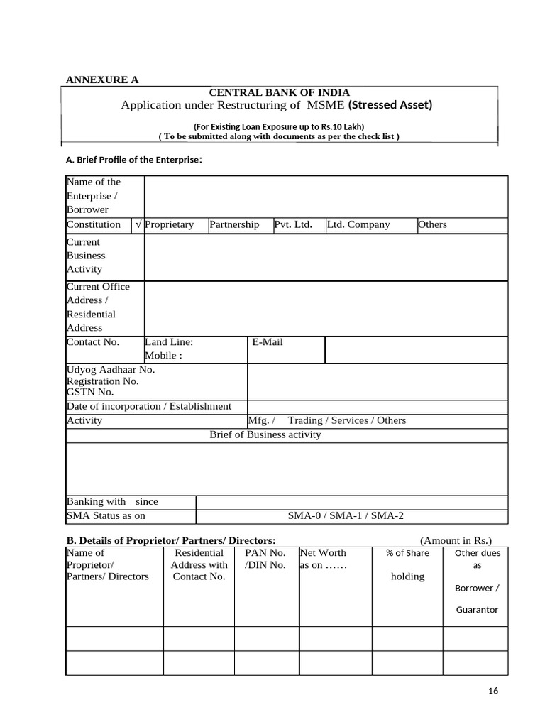 Application-Annexure A and B | PDF | Valuation (Finance) | Debt