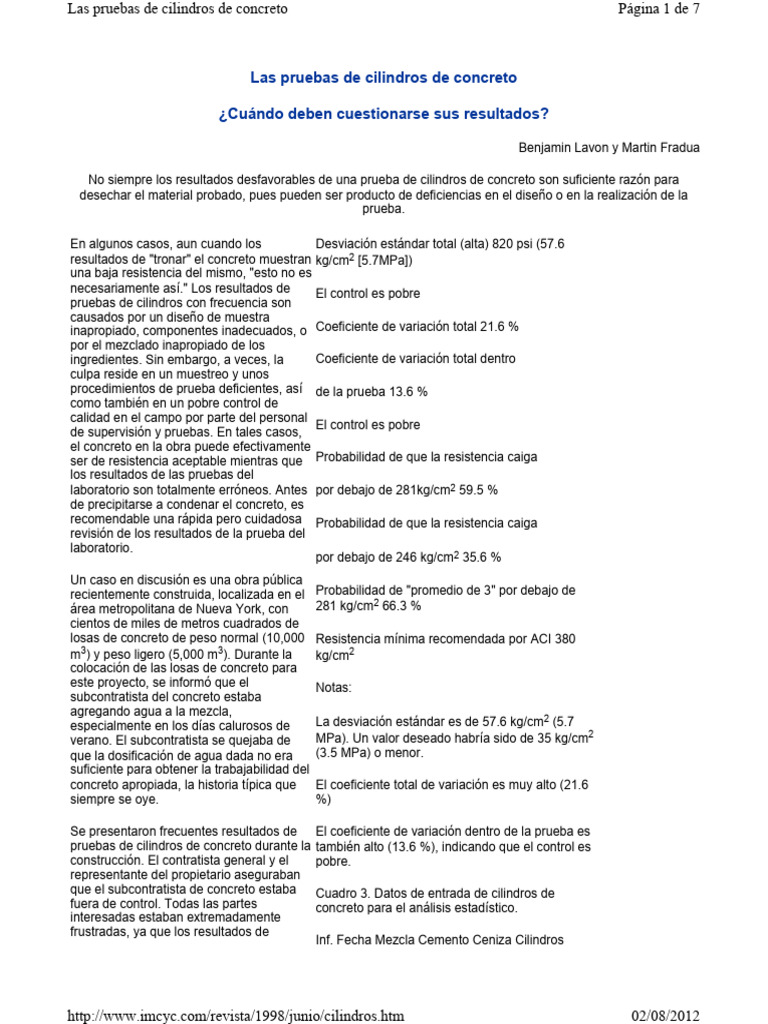 Cuando Deben Cuestionarse Los Resultados Concreto | PDF | Hormigón ...
