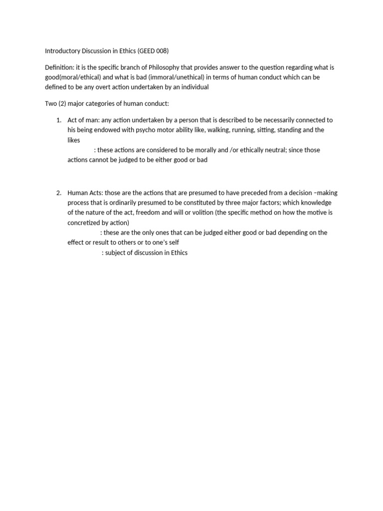 Introductory Discussion in Ethics | PDF