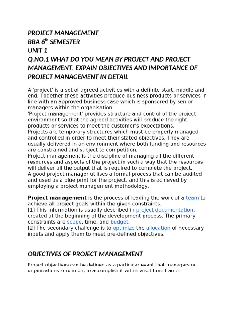 Importance of Project Management | PDF | Project Management | Agile ...