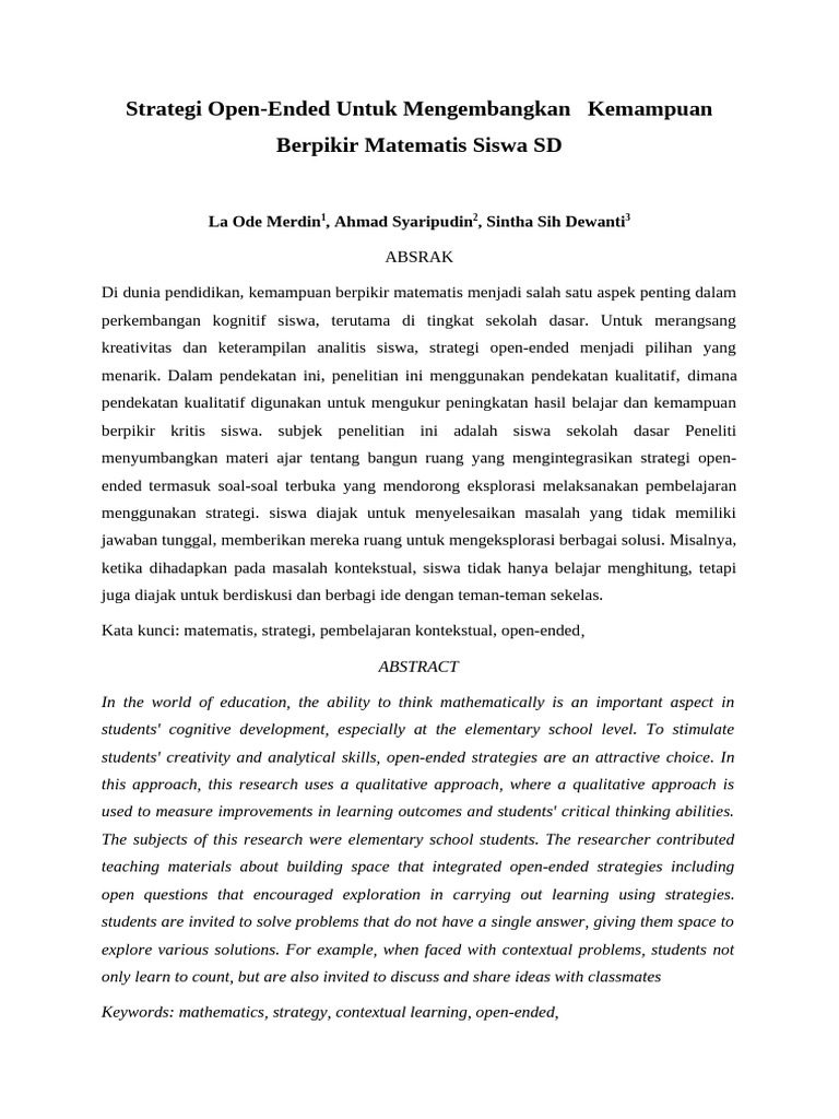 Artikel Strategi Open-Ended MTK Mardin Dan Ahmad | PDF