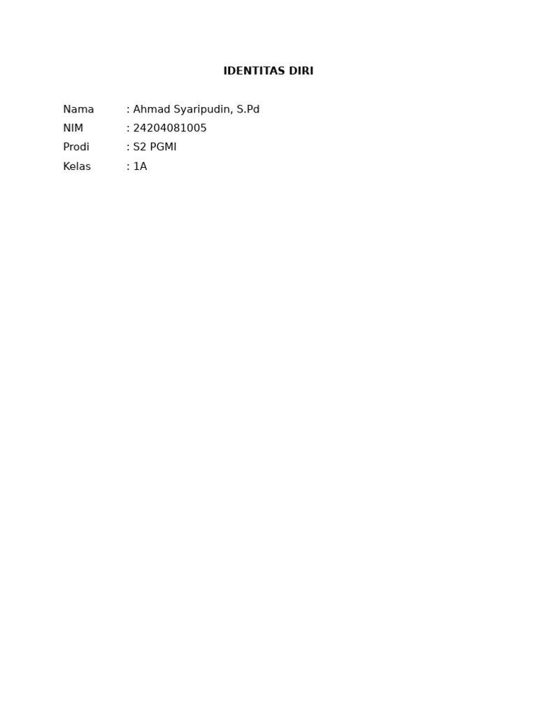 IDENTITAS DIRI | PDF