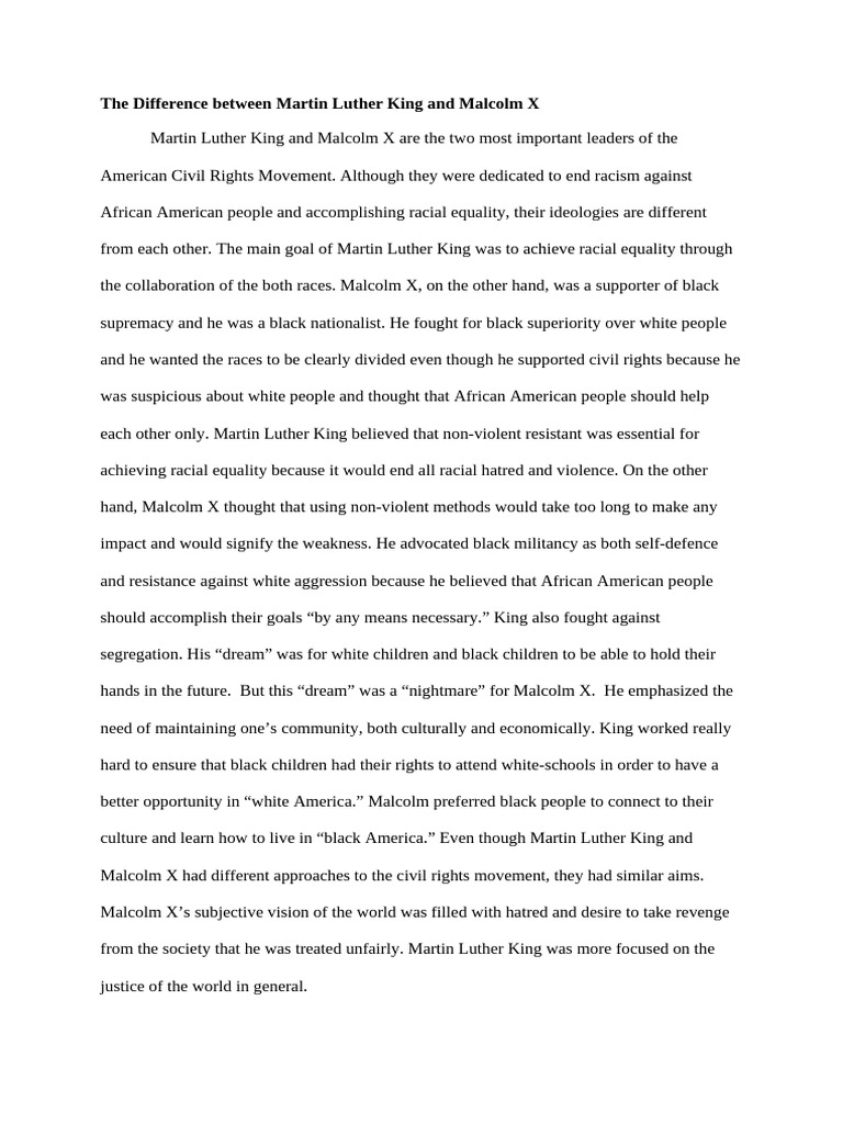 The Difference Between Martin Luther King and Malcolm X | PDF