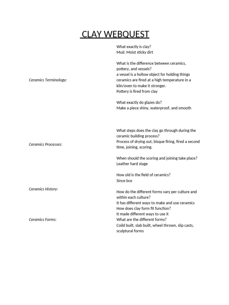 Pottery Notes For Art | PDF