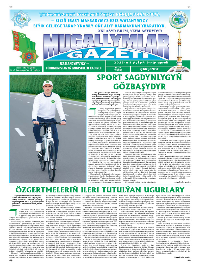 Mugallymlar Gazeti - Gazeti-2025-04-09 | PDF