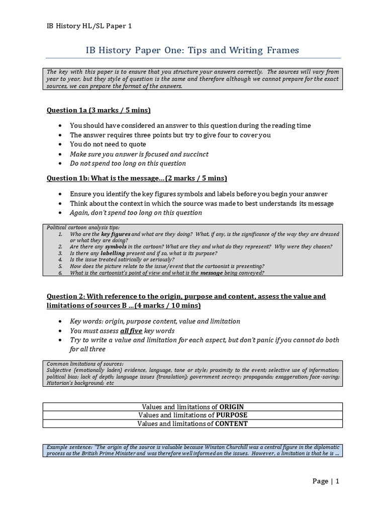 IB History Paper 1, Writing Frames | PDF | Knowledge | Cognition