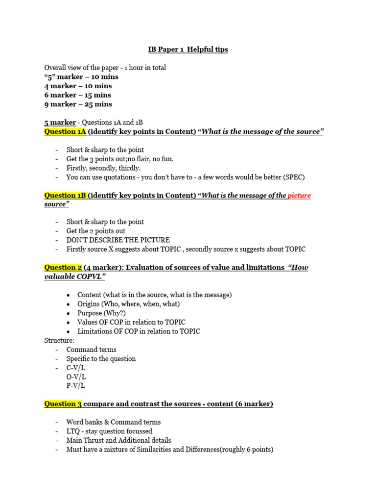 IB History Paper 1 | PDF