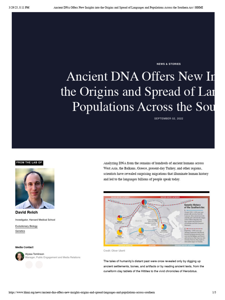 Ancient DNA Offers New Insights Into The Origins and Spread of ...