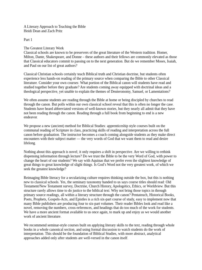 Literary Methods for Bible Teaching | PDF | Bible | Biblical Canon