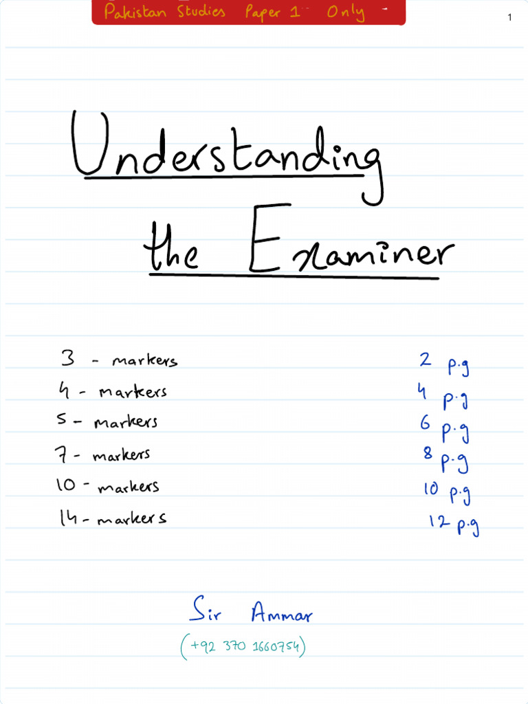 Understanding The Examiner - Pak Studies P2 | PDF