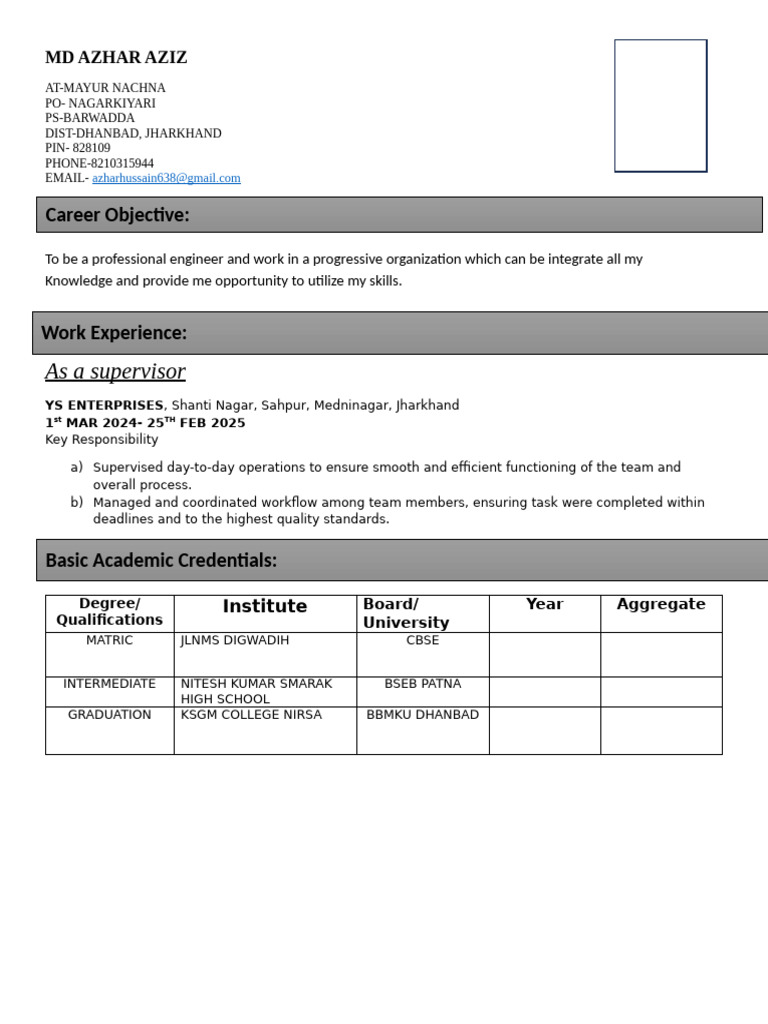 Professional Engineer Resume - Azhar Aziz | PDF