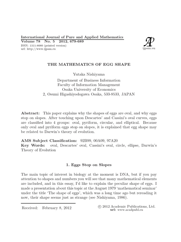 Mathematics of Egg Shape Geometry | PDF | Ellipse | Geometry