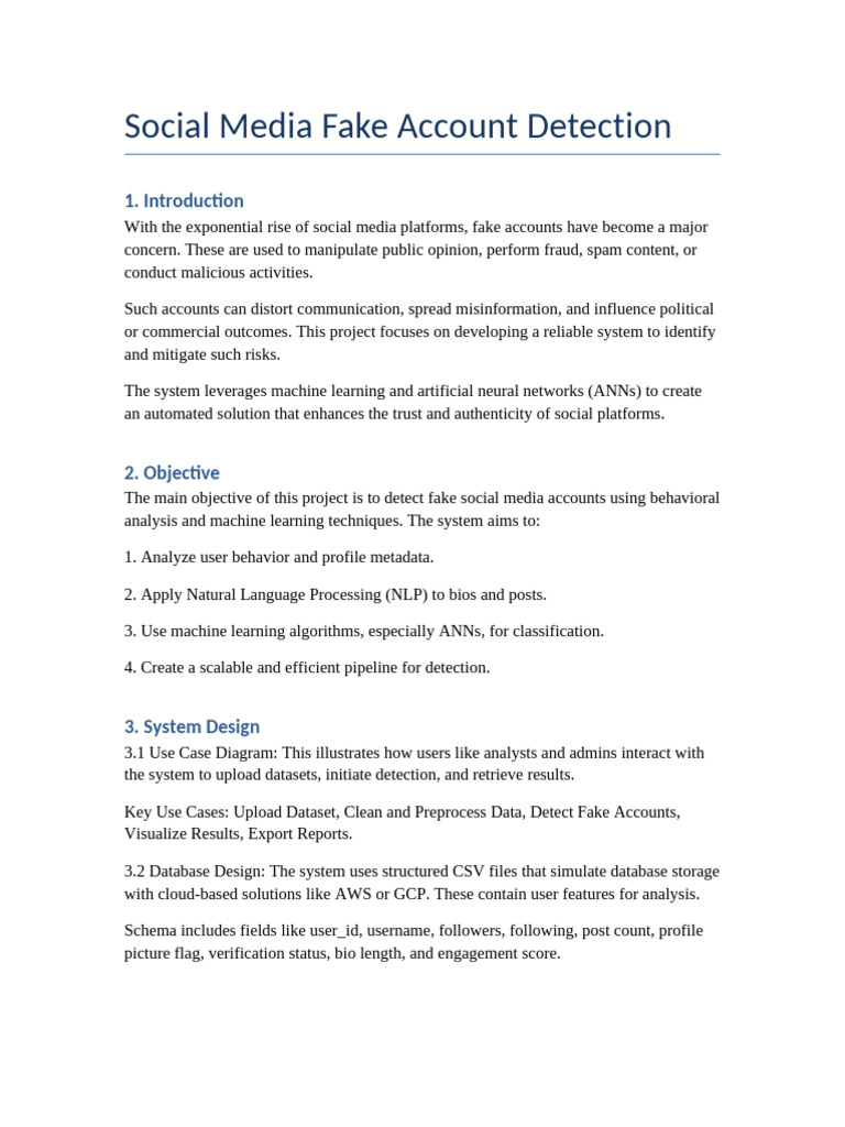 Social Media Fake Account Detection Full Report | PDF | Machine ...