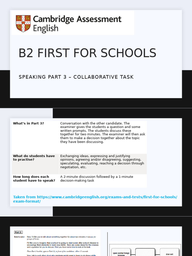 B2 First For Schools Part 3 Presentation | PDF | Human Communication ...