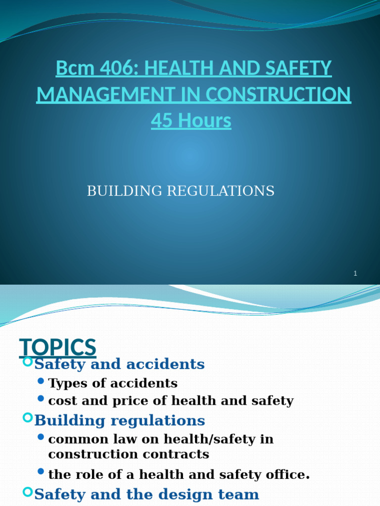 BCM 406 Building Regulations | PDF | Occupational Safety And Health ...