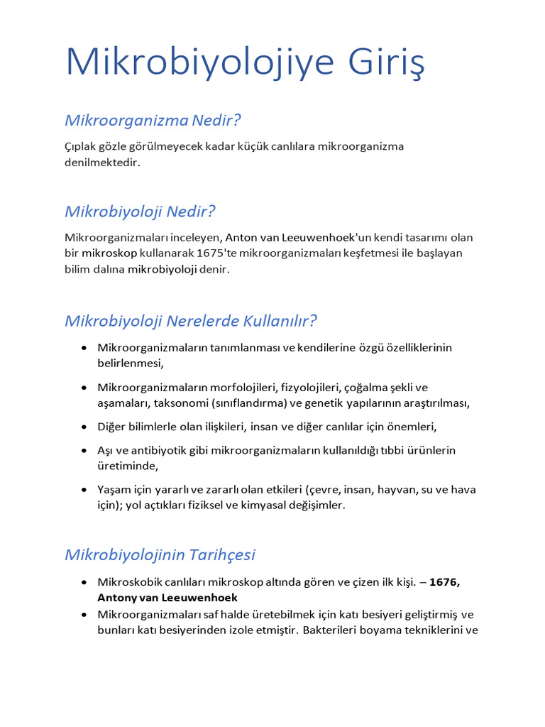 Mikrobiyolojiye Giris 1 | PDF