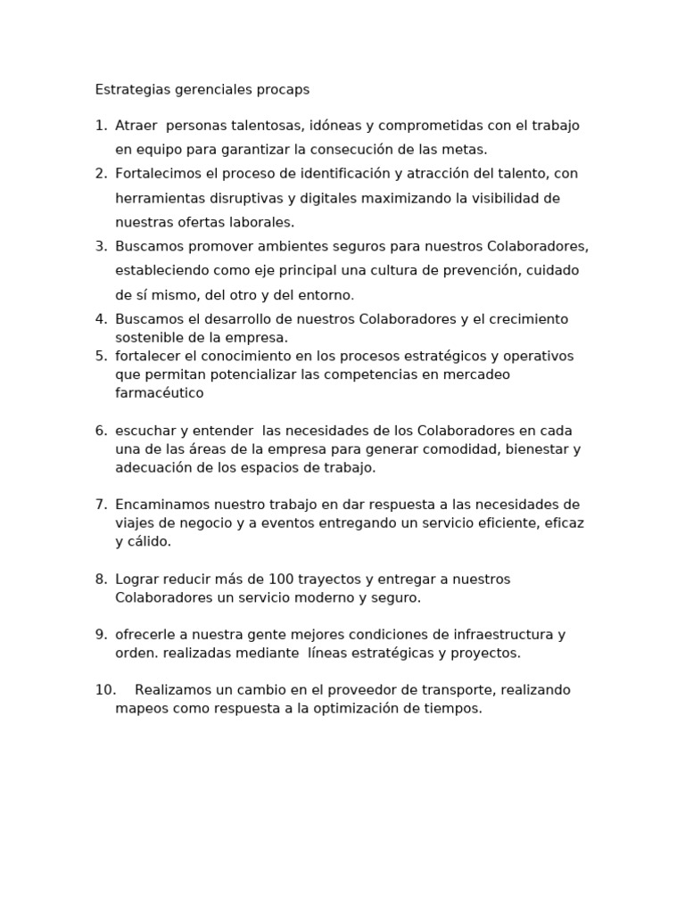 Estrategias Gerenciales Procaps | PDF