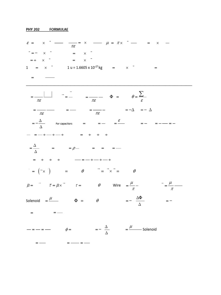 Phy 202 Formulae | PDF